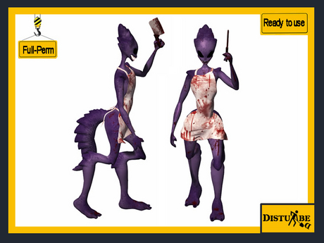 Second Life Marketplace - ::DisturbeD:: Chuckles Butcher Alien Halloween Character FULL PERM MESH